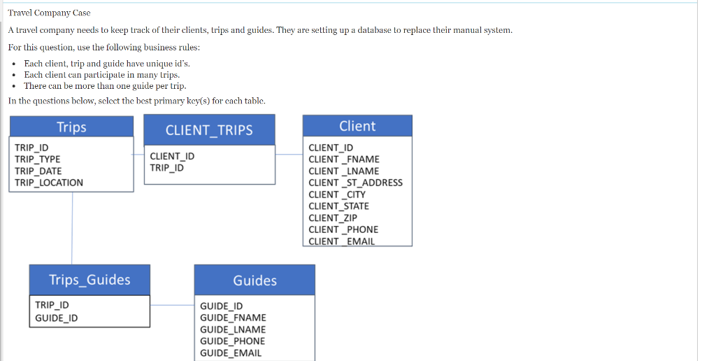Solved Travel Company Case A travel company needs to keep | Chegg.com