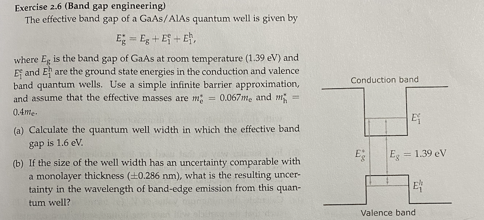 Solved Exercise 2.6 (Band gap engineering) The effective | Chegg.com
