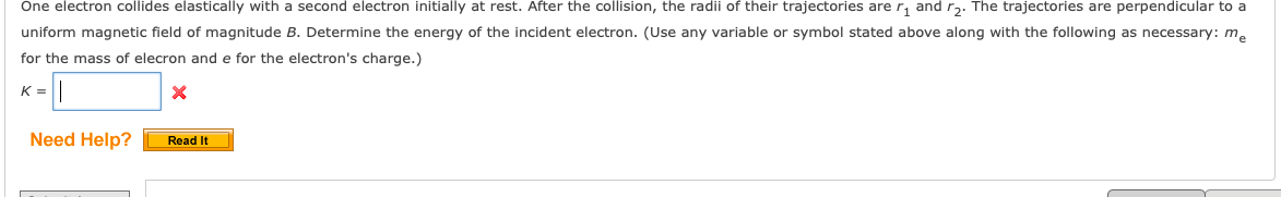 Solved One Electron Collides Elastically With A Second