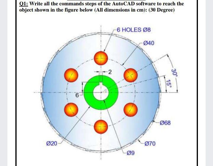 Solved Q1: Write all the commands steps of the AutoCAD | Chegg.com