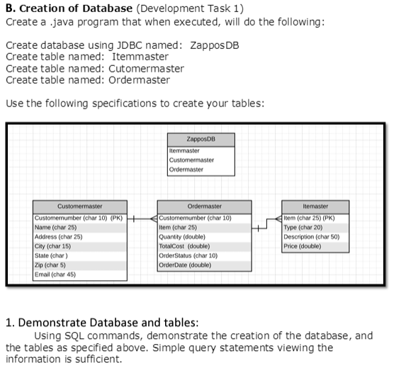Solved B Creation Of Database Development Task 1 Create A 
