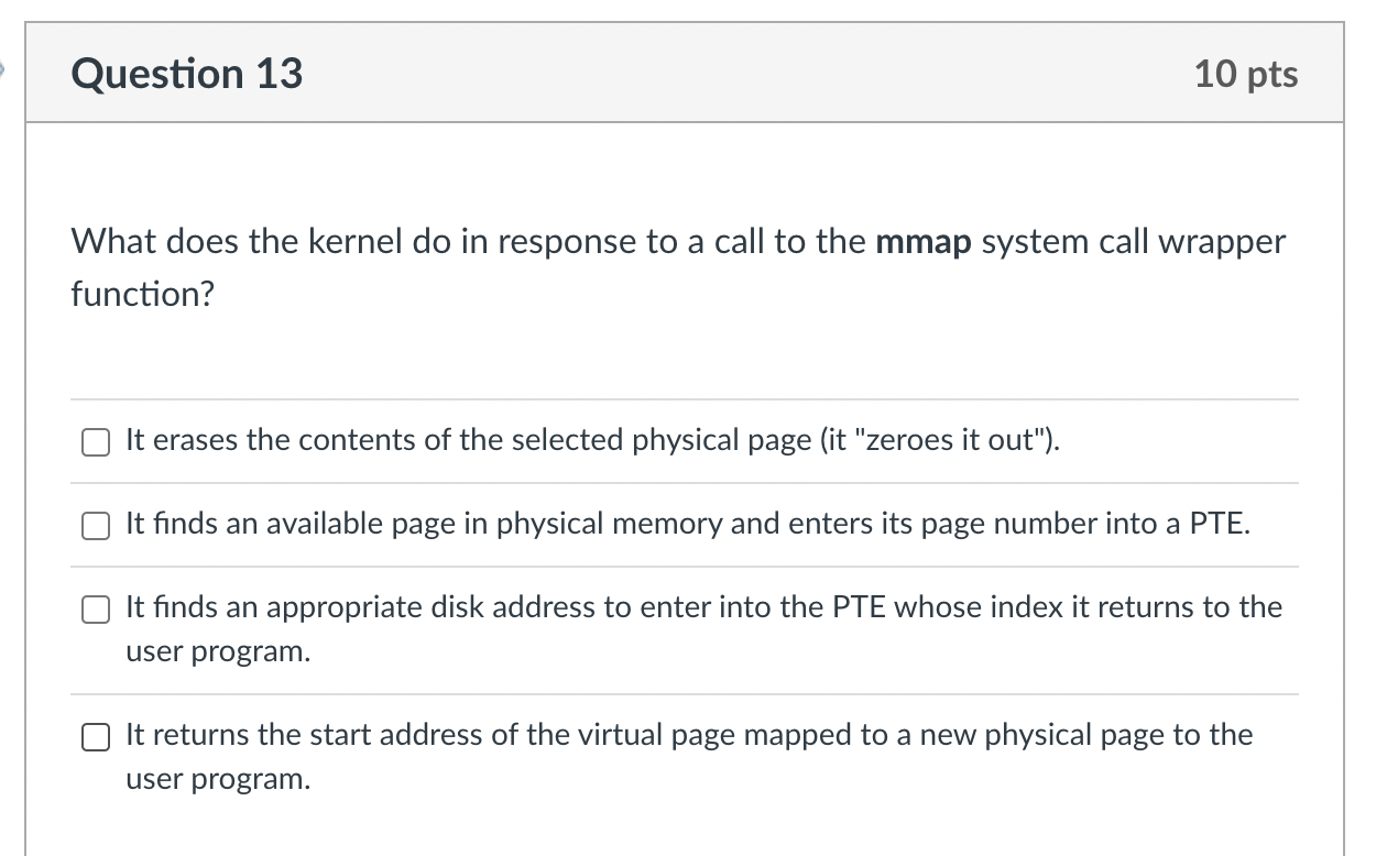 Solved What does the kernel do in response to a call to the | Chegg.com