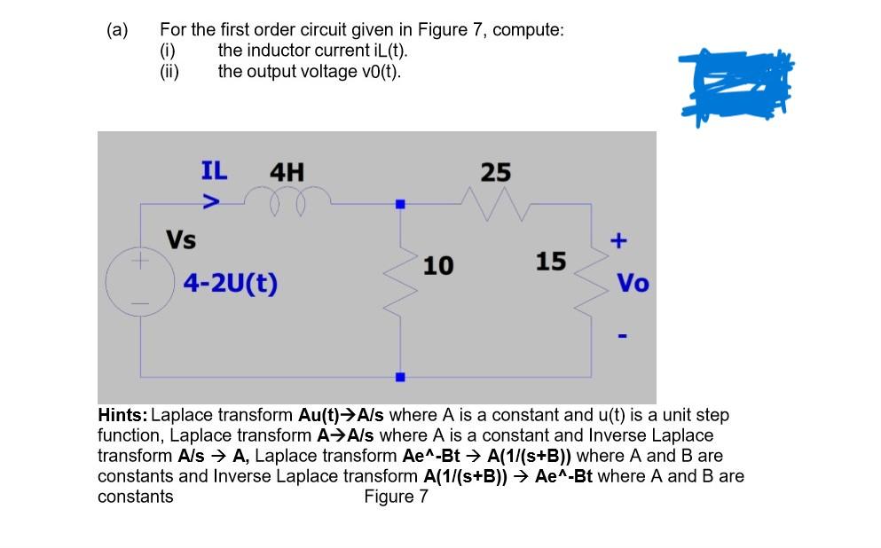 Solved (a) For the first order circuit given in Figure 7, | Chegg.com