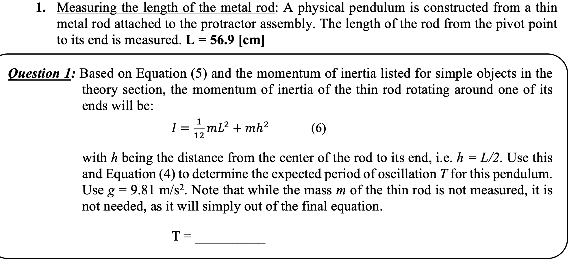 Solved 1. Measuring the length of the metal rod: A physical | Chegg.com