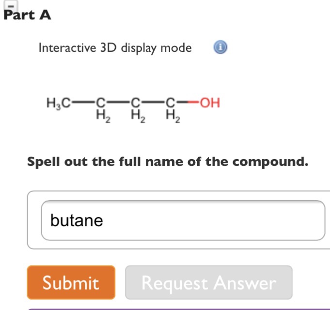 Solved Part C Interactive 3D display mode 3 H3 H H2 H2 H OH | Chegg.com