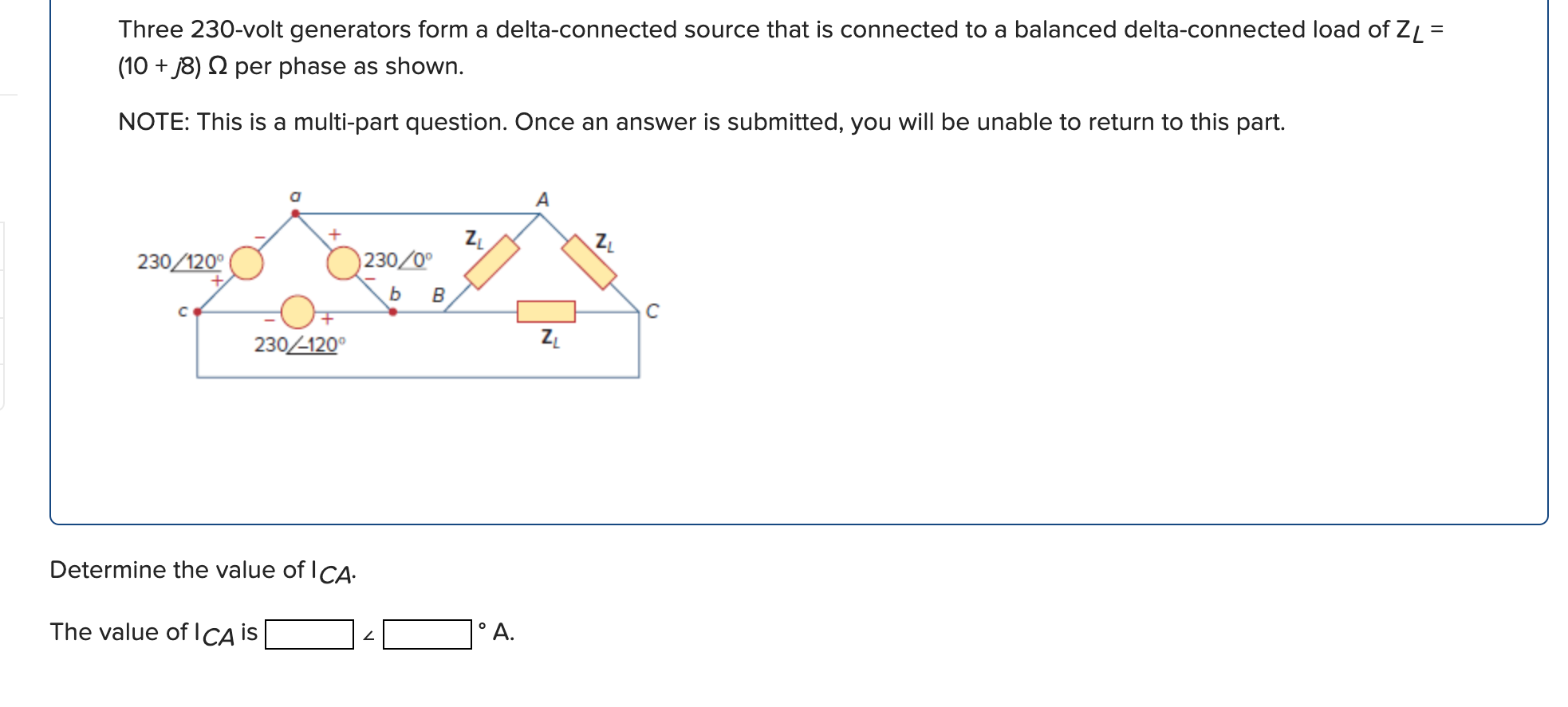 Solved Three 230-volt generators form a delta-connected | Chegg.com