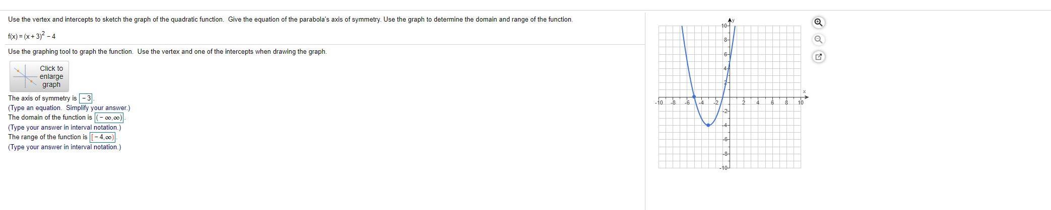 Solved 10- Use the vertex and intercepts to sketch the graph | Chegg.com