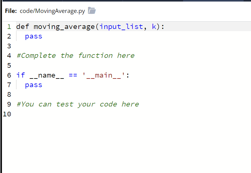 Solved 1. Moving Average Given an array of integers, return | Chegg.com