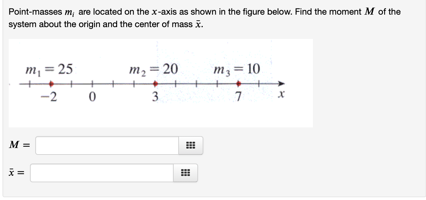 Solved Point-masses mi are located on the x-axis as shown in | Chegg.com