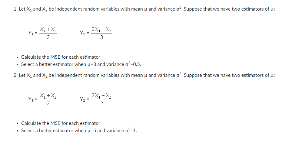 Solved 1. Let X1 and X2 be independent random variables with | Chegg.com