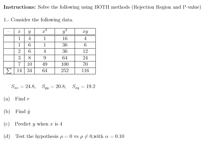 Solved Instructions: Solve the following using BOTH methods | Chegg.com