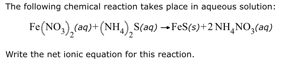 Solved The following chemical reaction takes place in | Chegg.com