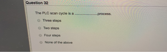Solved Question 32 ...process. The PLC scan cycle is a .... | Chegg.com