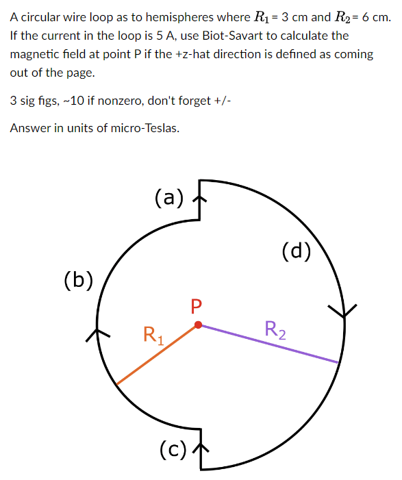 Solved A circular wire loop as to hemispheres where R1=3 cm | Chegg.com