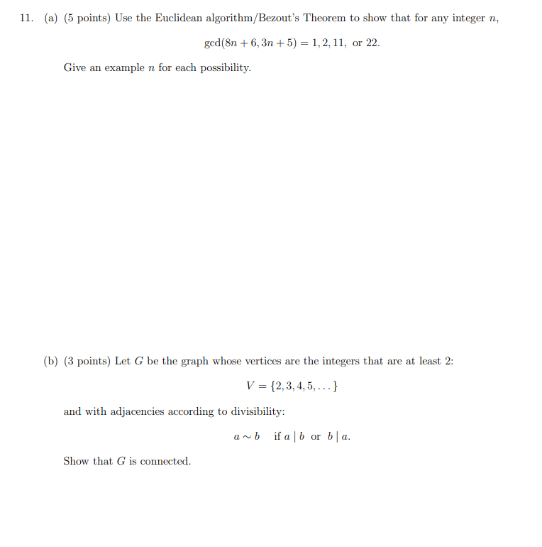 Solved 11. (a) (5 points) Use the Euclidean | Chegg.com