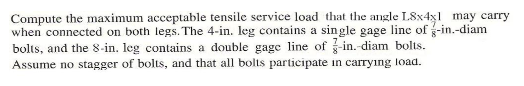 Solved Compute the maximum acceptable tensile service load | Chegg.com