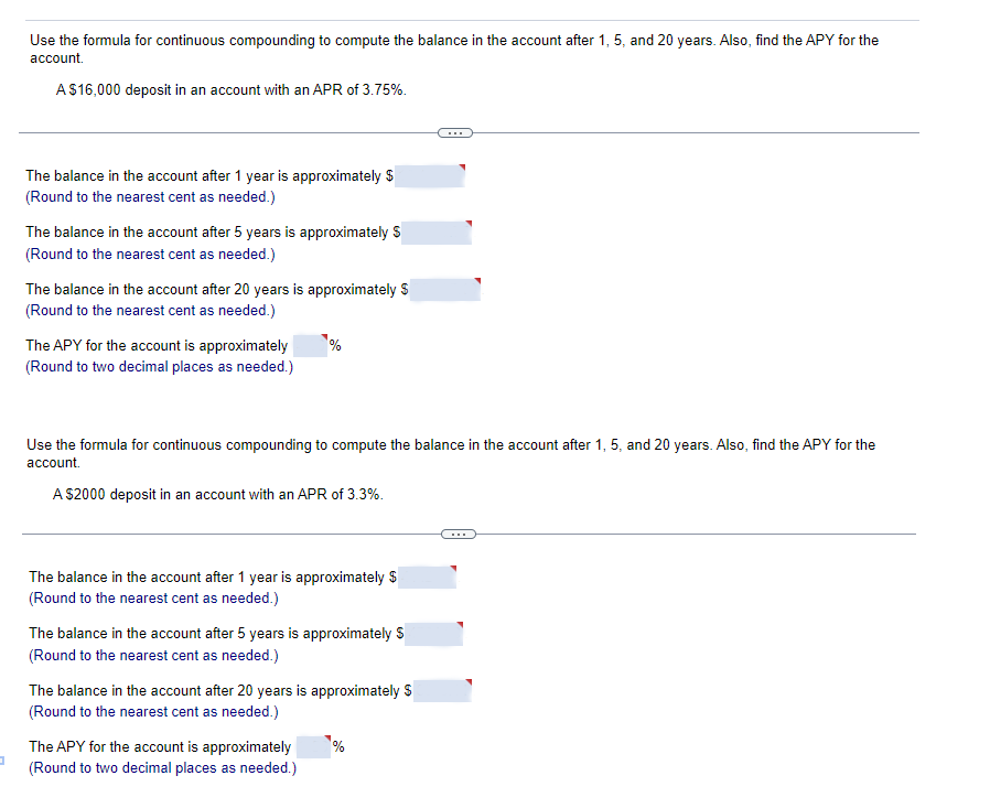 Solved Use the formula for continuous compounding to compute | Chegg.com