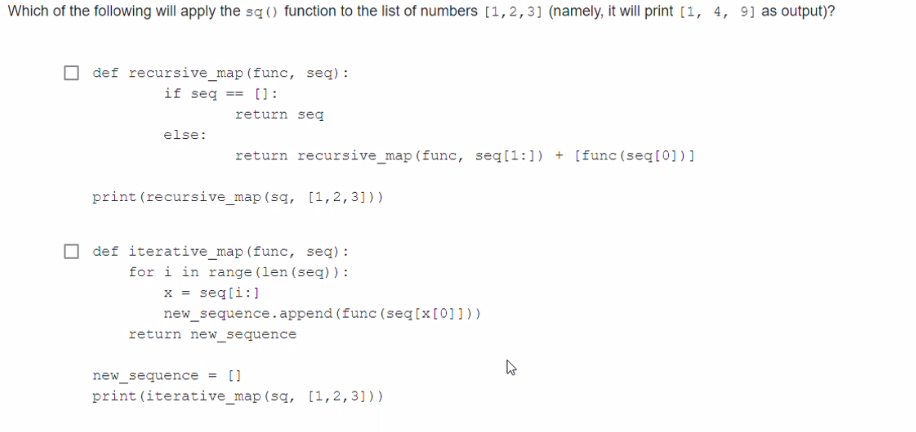 Solved Hich Of The Following Will Apply The Squ Function 