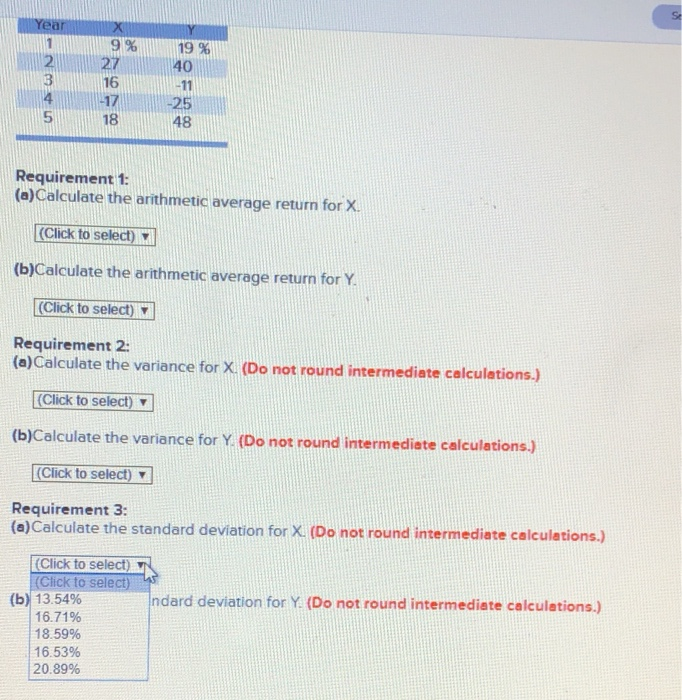 Solved Using the following returns, calculate the arithmetic | Chegg.com