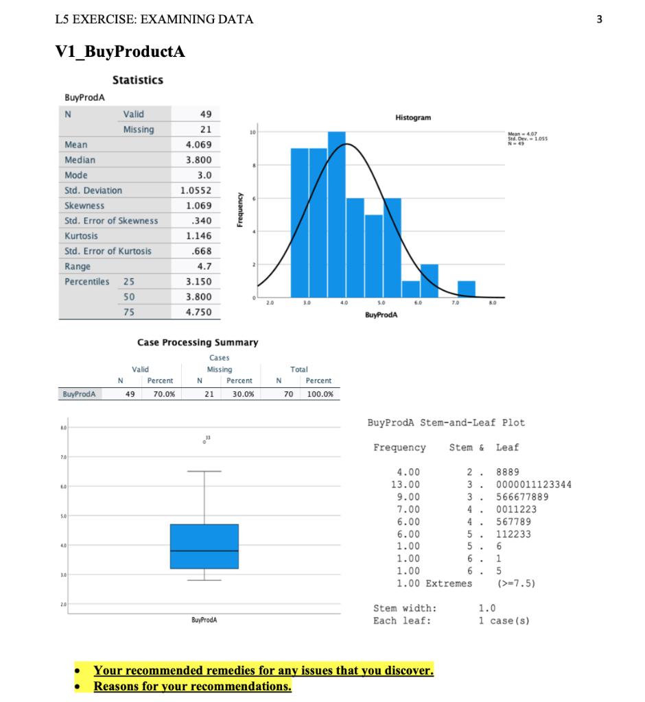 LS EXERCISE: EXAMINING DATA 1 Exercise 5: Examining | Chegg.com