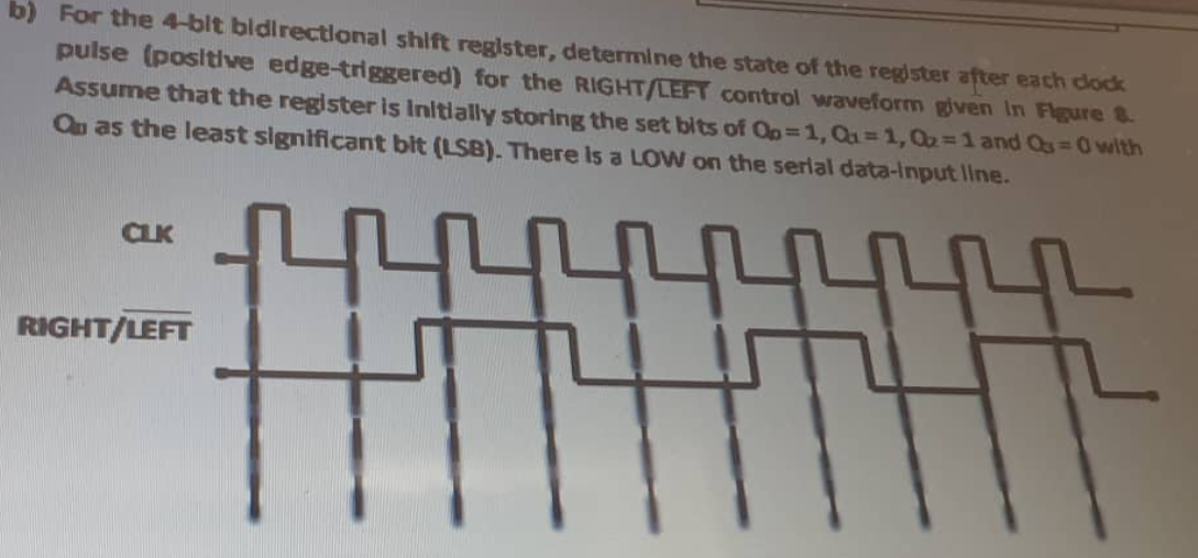 Solved b) For the 4-bit bidirectional shift register, | Chegg.com