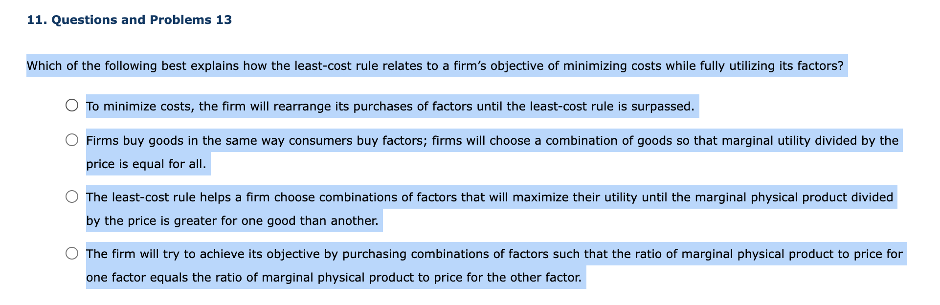 Solved 1. Questions and Problems 13 Which of the following | Chegg.com