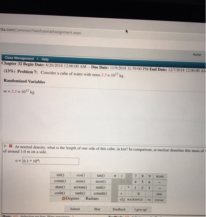 Solved tta.com/Common/TakeTutorialAssignment.aspx Home Class | Chegg.com