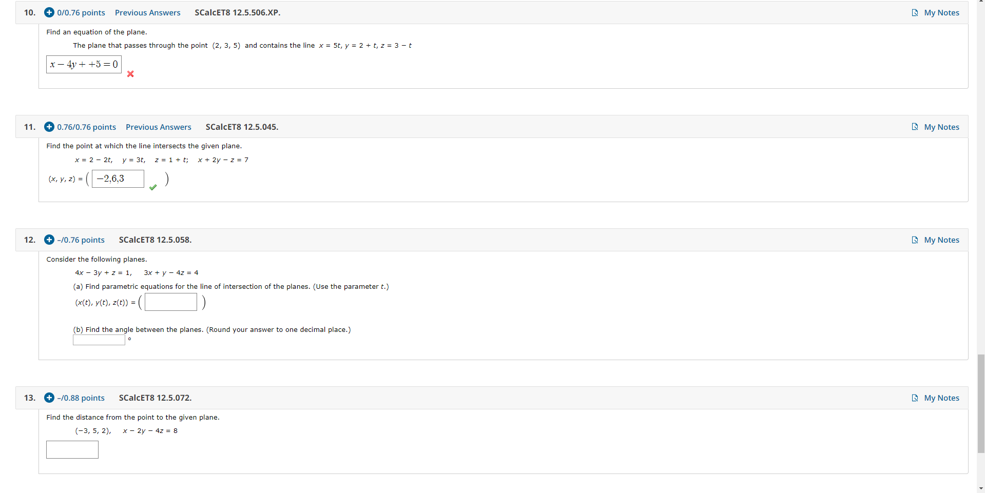 Solved 10. 0/0.76 points Previous Answers SCalcET8 | Chegg.com