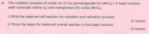 Solved a) The oxidation process of iodide ion (I) by | Chegg.com
