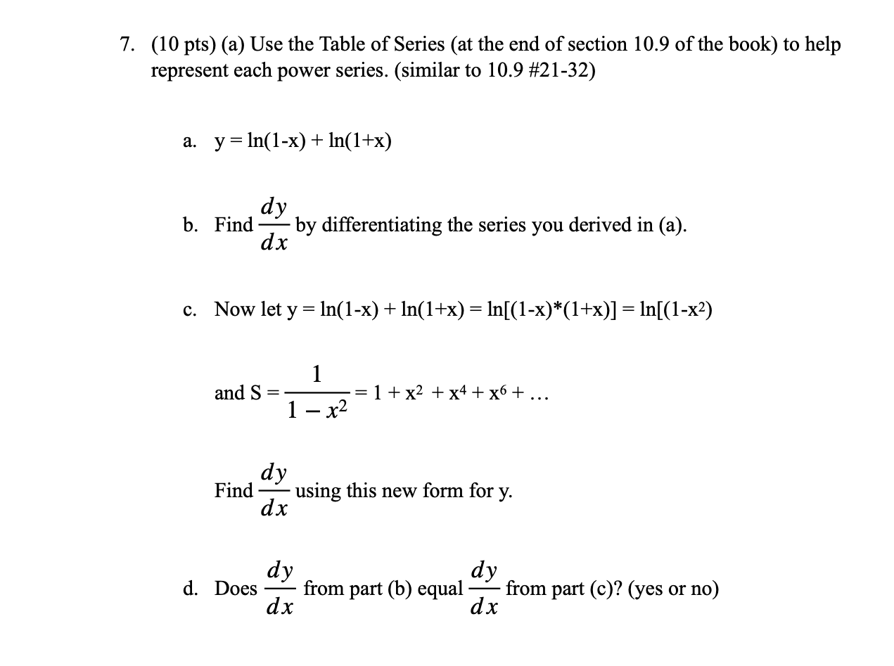 Solved (10 pts) (a) Use the Table of Series (at the end of | Chegg.com
