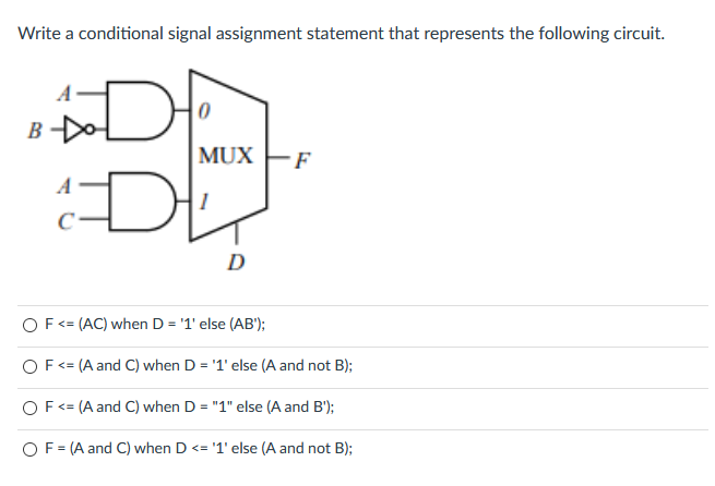 Solved Write A Conditional Signal Assignment Statement That 