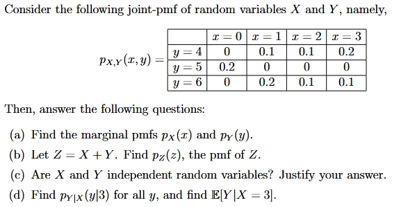 Solved Consider the following joint-pmf of random variables | Chegg.com