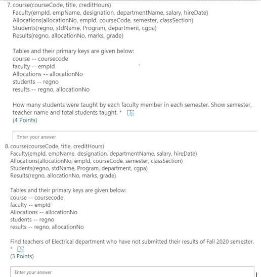 Solved 7. course(courseCode, title, creditHours) | Chegg.com