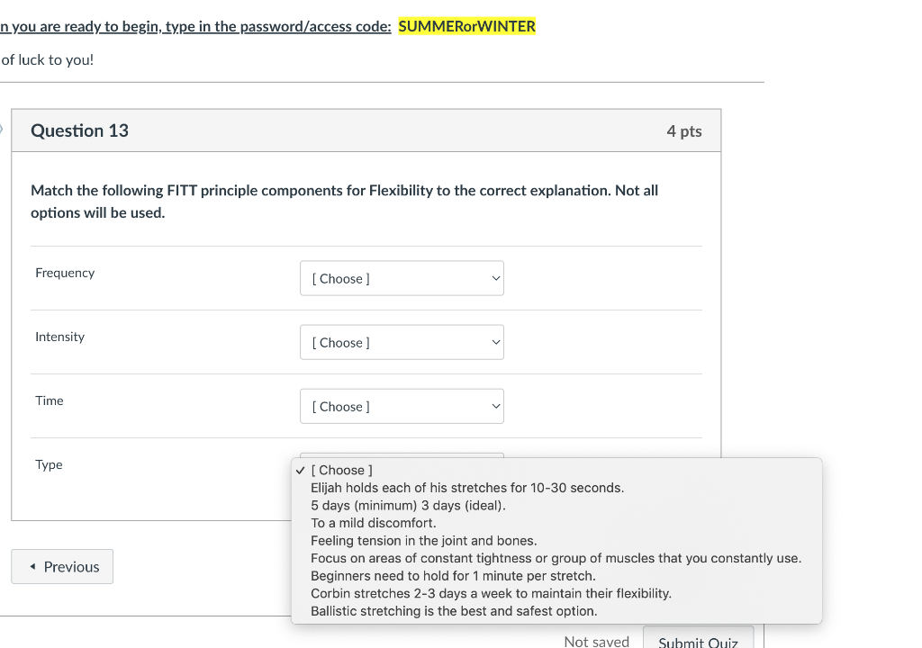 n you are ready to begin, type in the password/access | Chegg.com