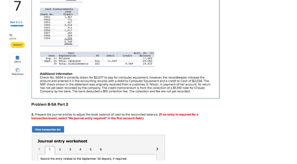Solved ! 7 Required information Problem 8-5A Preparing a | Chegg.com