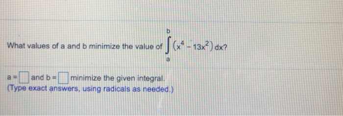 Solved What values of a and b minimize the value of a and b | Chegg.com