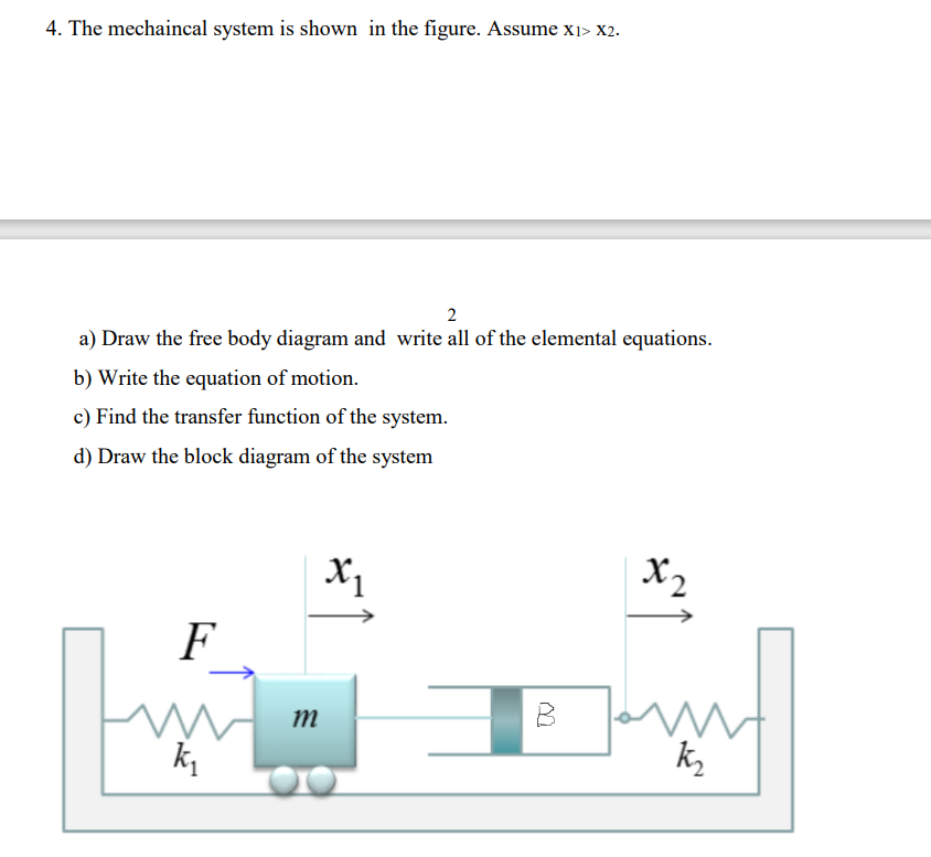 Solved 4. The mechaincal system is shown in the figure. | Chegg.com
