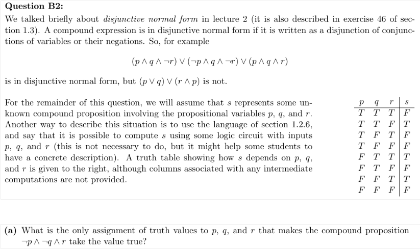 Solved We talked briefly about disjunctive normal form in | Chegg.com
