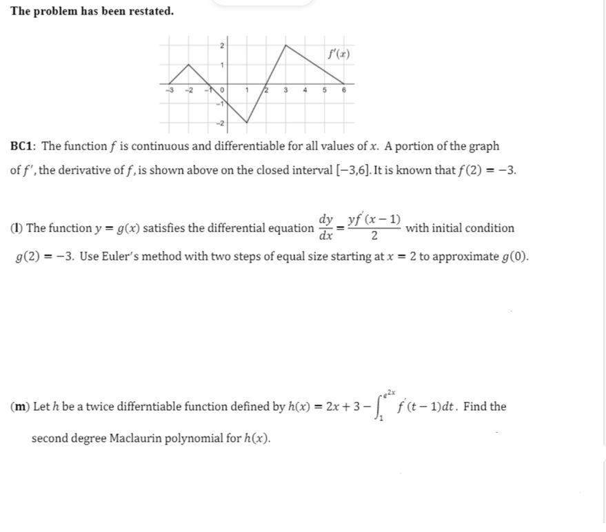 Solved The problem has been restated. f'(x) 1 AA BC1: The | Chegg.com