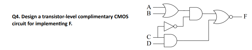 Solved Q4. Design a transistor-level complimentary CMOS | Chegg.com