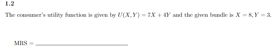 Solved The consumer's utility function is given by | Chegg.com
