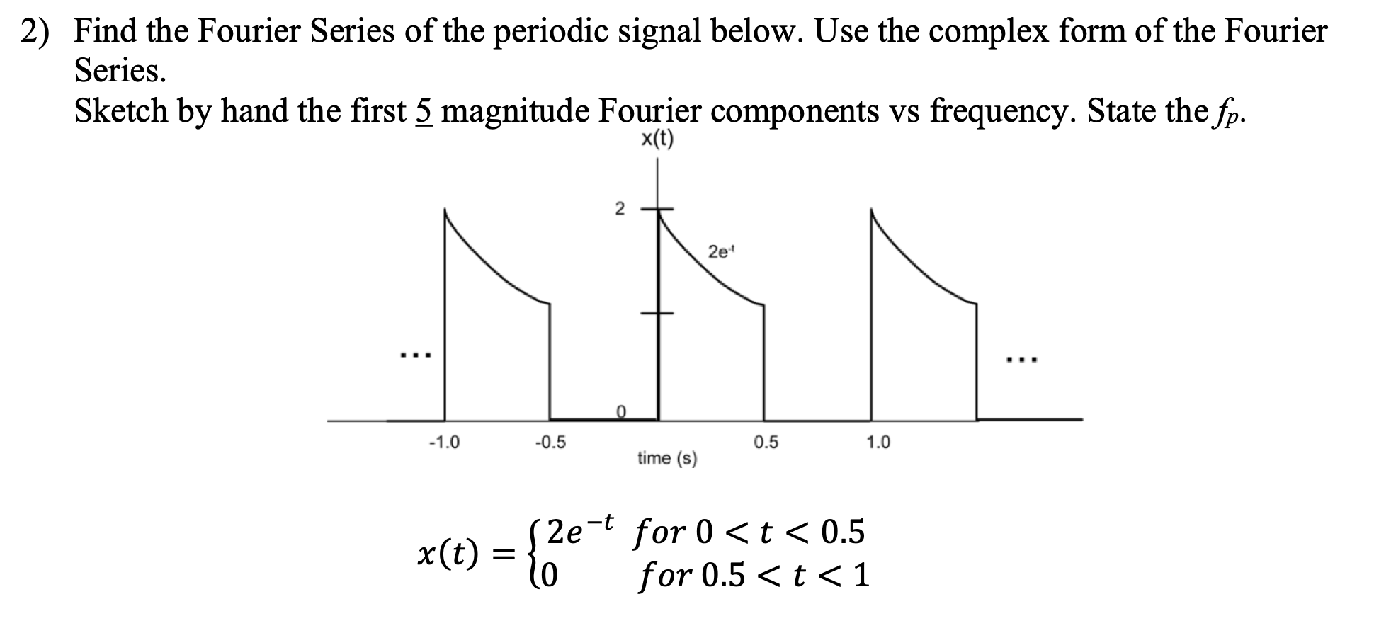 Solved Find the Fourier Series of the periodic signal below. | Chegg.com