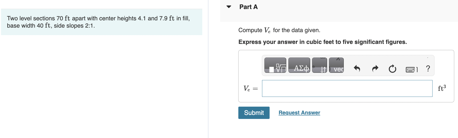 Solved Part ATwo level sections 70ft ﻿apart with center | Chegg.com