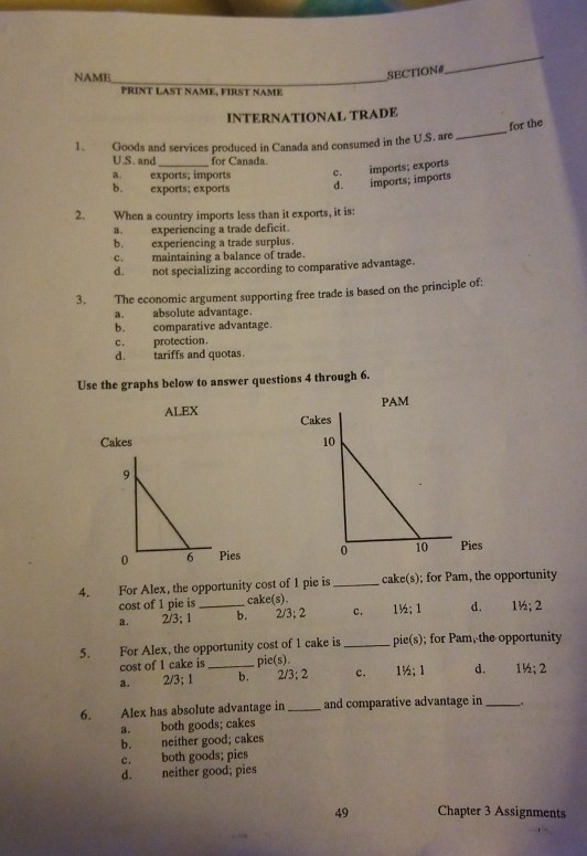 Solved NAME SECTION PRINT LAST NAME, FIRST NAME | Chegg.com