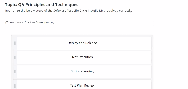 Solved Topic: QA Principles and Techniques Rearrange the | Chegg.com