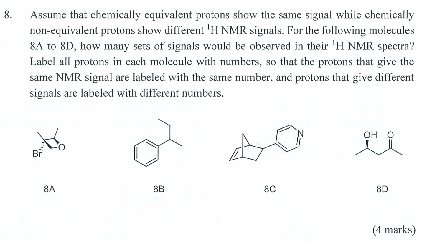 Solved Assume that chemically equivalent protons show the | Chegg.com