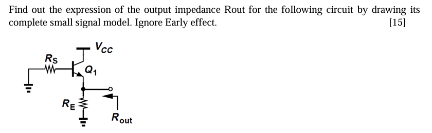 Solved Find out the expression of the output impedance Rout | Chegg.com