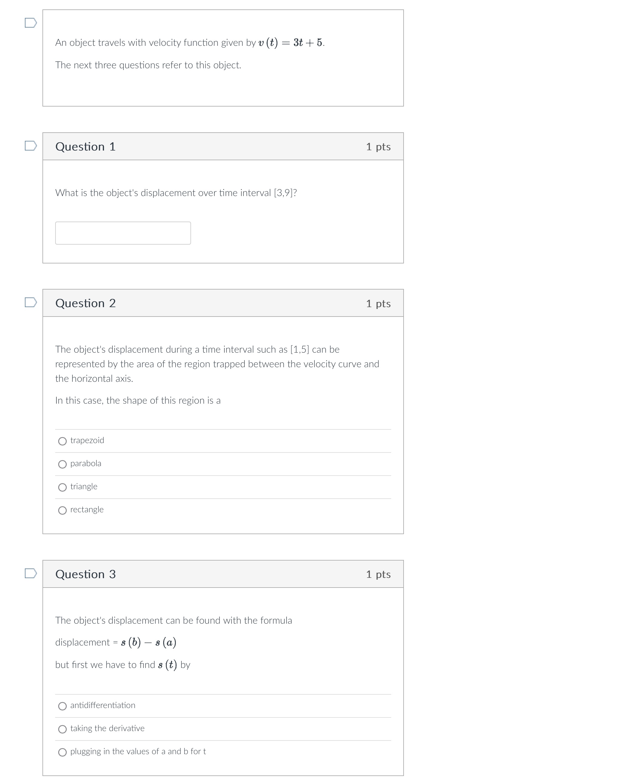 Solved An object travels with velocity function given by | Chegg.com