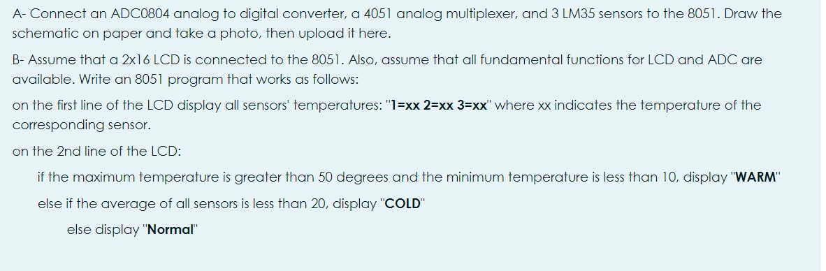 Solved A- Connect an ADC0804 analog to digital converter, a | Chegg.com