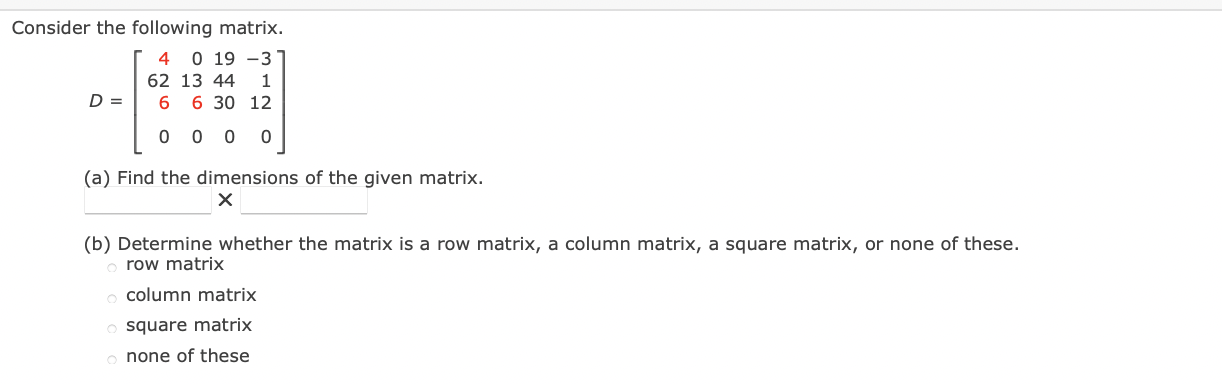 Solved Consider the following matrix. \\[ | Chegg.com